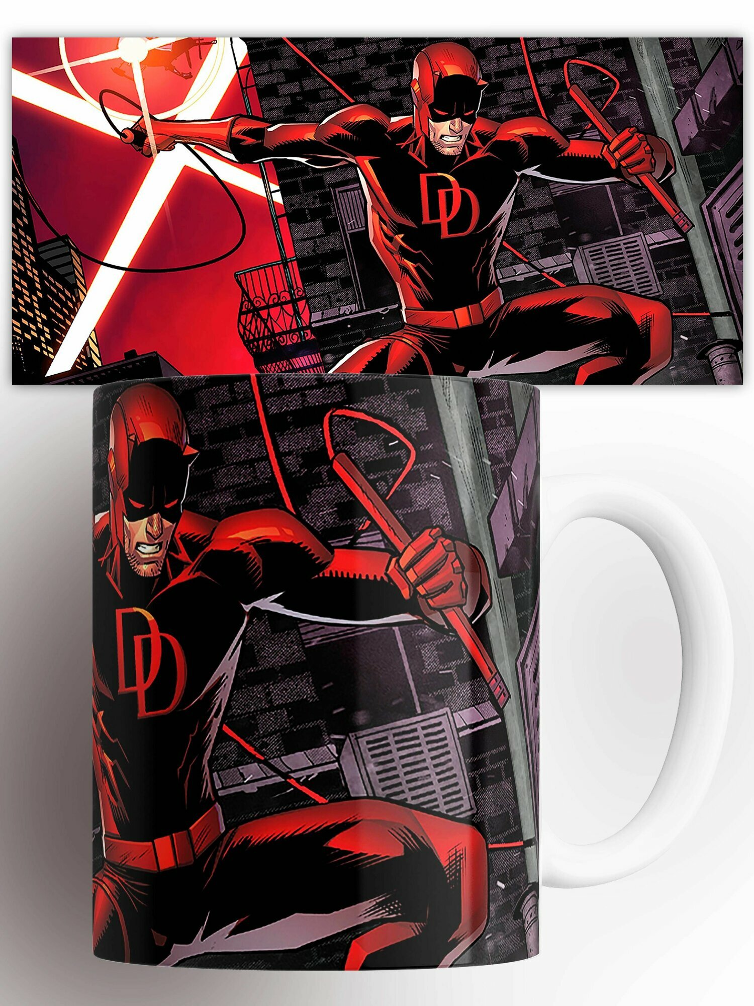 Кружка Сорвиголова Daredevil Мэттью Мёрдок Marvel Марвел , с принтом на подарок 330 мл