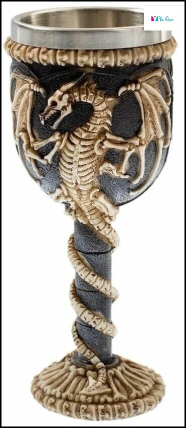 Эксклюзивный бокал для белого вина Дракон из металла 200 мл черный