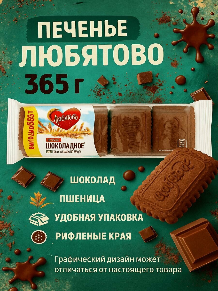 Печенье любятово Шоколадное, 365г