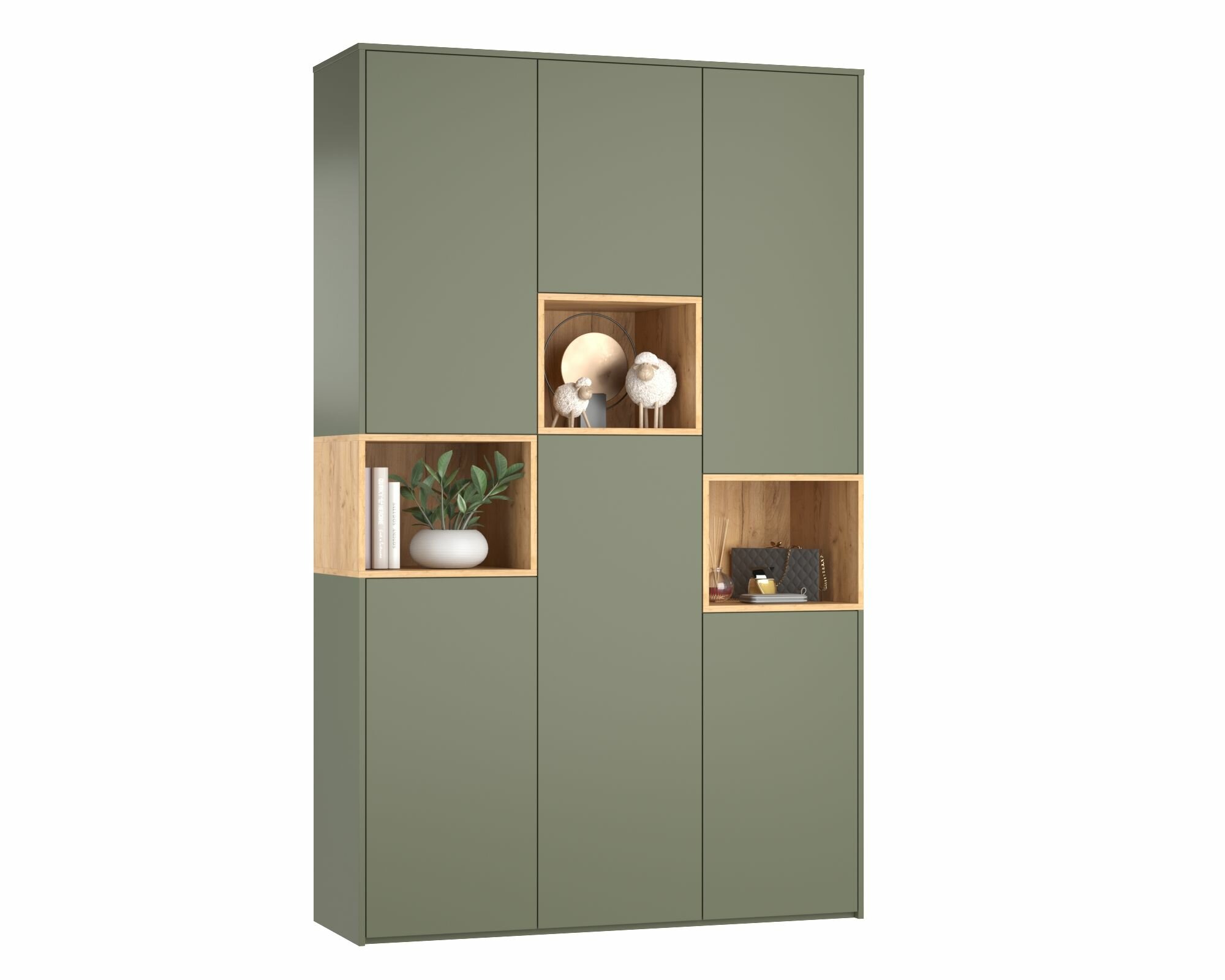 Шкаф распашной для одежды "Рокки 16" 135х220х55 Зеленый дымчатый / Солнечный свет