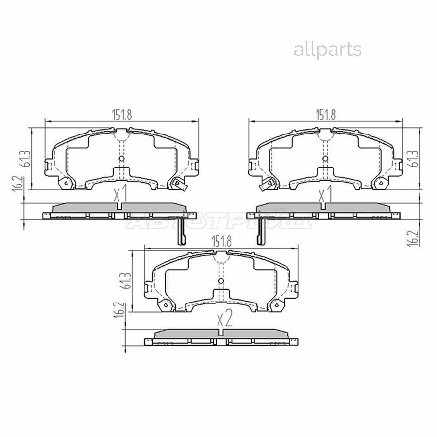 SAT ST-D1060-4CC0A Колодки тормозные (Спереди) Nissan X-Trail 13-22 / Infiniti EX25 11-13