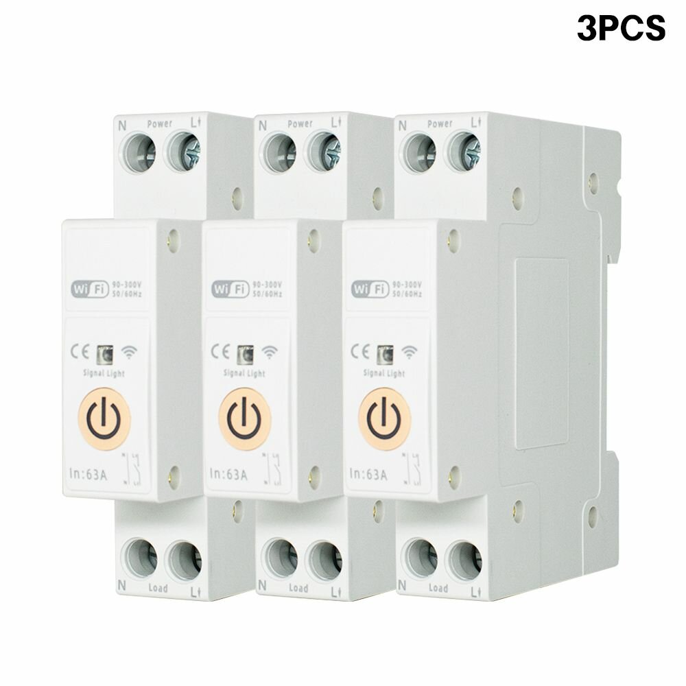 Умное реле-выключатель, автомат WiFi на DIN рейку 63A, счётчик электроэнергии, защита по напряжению и току / Управление через Smart Home, Tuya Smart Breaker