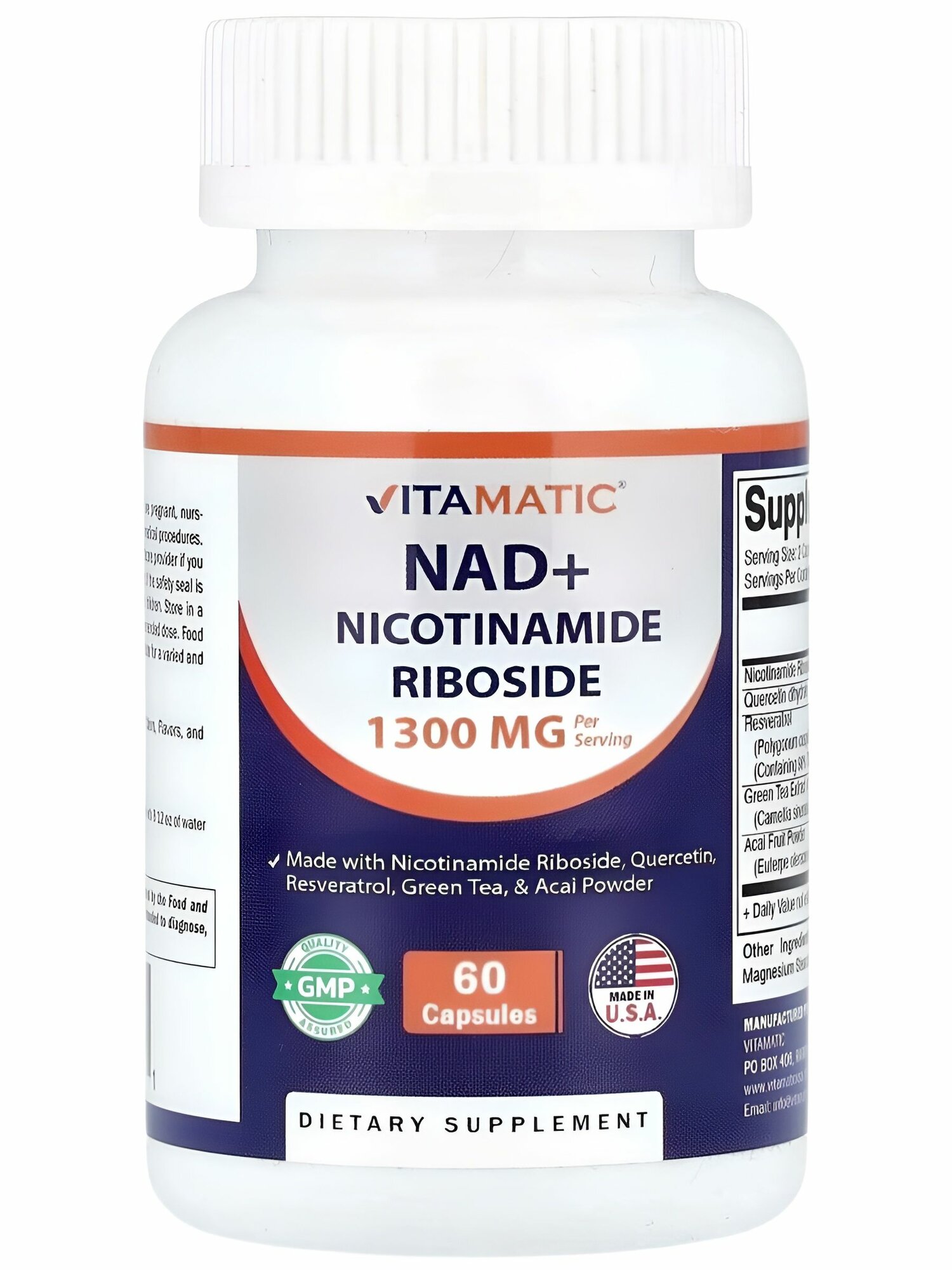 Никотинамид рибозид (NAD+), 60 капсул, Vitamatic