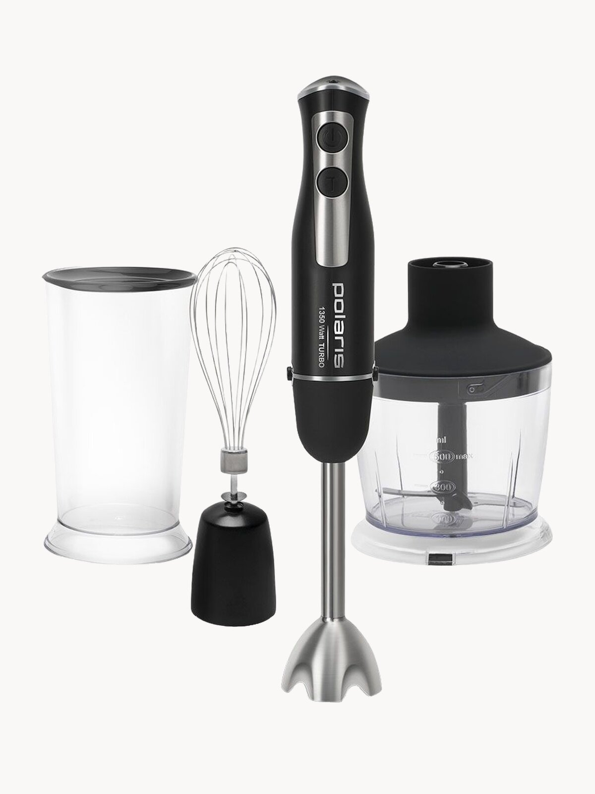Блендер погружной PHB 1385 ручной мощный с насадками, измельчитель, миксер, черный