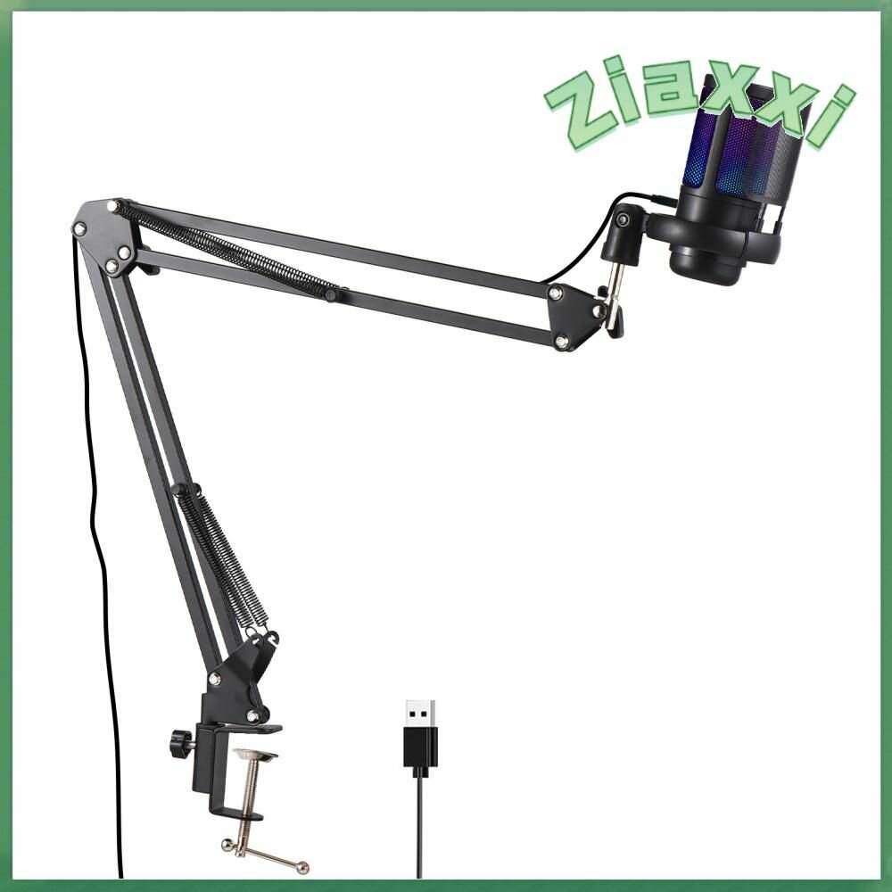 USB микрофон, игровой конденсаторный микрофон с высоким качеством звука и регулируемым освещением, для записи и стриминга