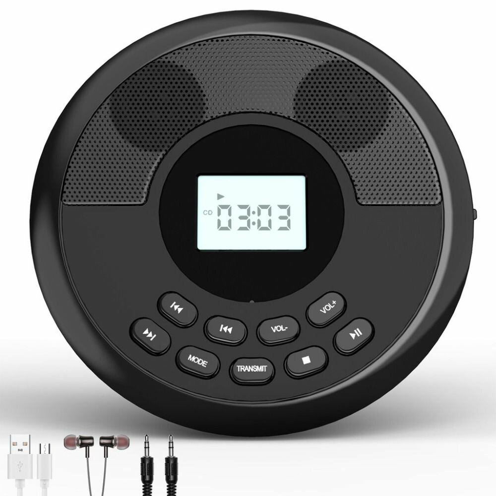 CD Плеер Портативный Bluetooth Перезаряжаемый Плейер USB Со Стереодинамиками И Наушниками