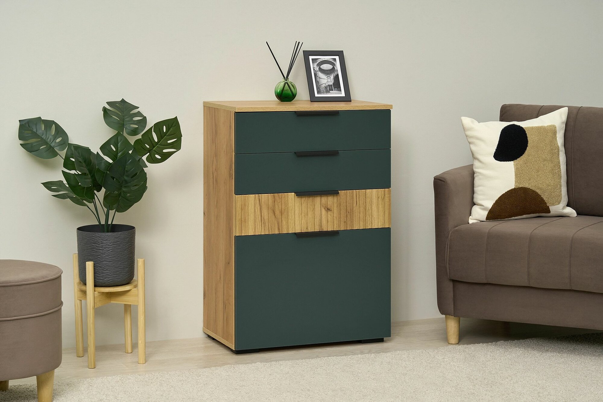 Комод Роджина 600 Изумрудный/Дуб крафт