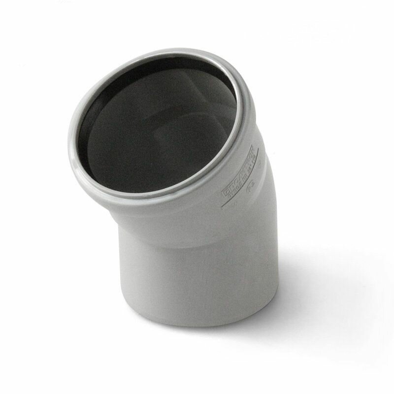 Отвод канализационный PRO AQUA диаметр 110 мм, 45 градусов, для внутренней канализации, серый
