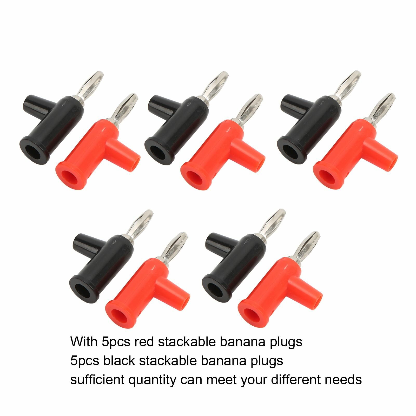 Набор 10 шт. безпаяльных банановых разъемов с клеммами, стекловолокно, устойчивые к износу и коррозии, для систем безопасности и аудио/видео, 5 красных и 5 черных