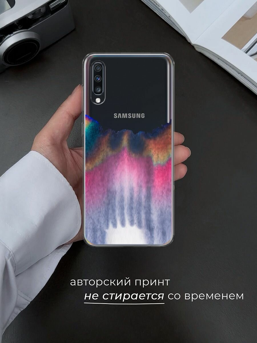 Чехол на Samsung Galaxy A70 / Самсунг Галакси А70 с принтом Акварельная абстракция, прозрачный — фото 1
