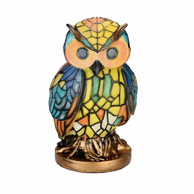 Красочная настольная лампа-скульптура из витражного стекла "Животные", - B