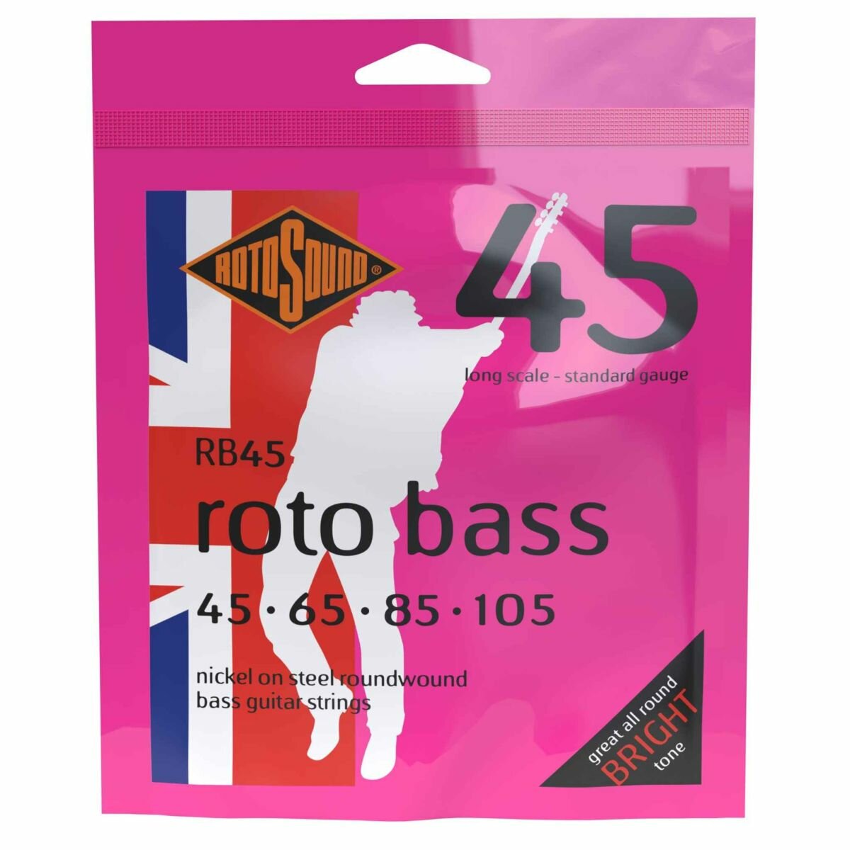 ROTOSOUND RB45 NICKEL (UNSILKED) 45 65 85 105 струны для басгитары, никелевое покрытие, 45-105