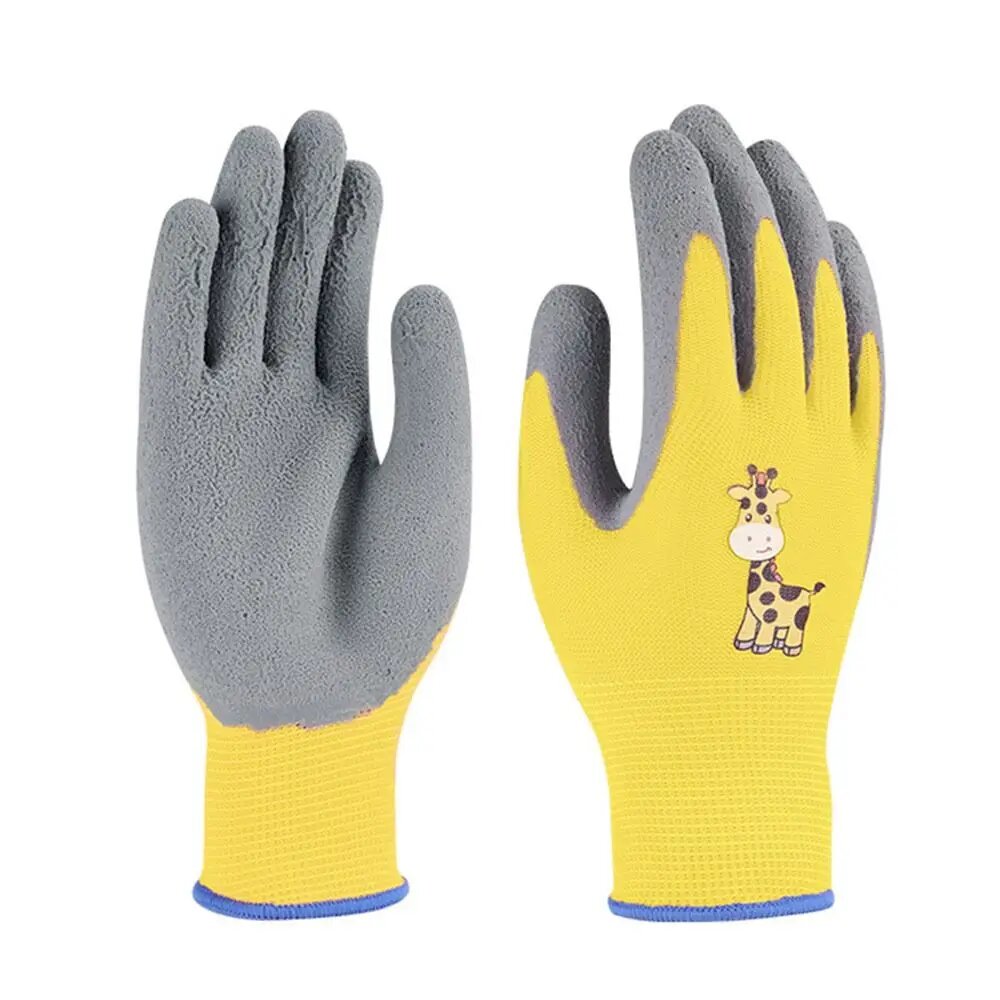 Детские рабочие перчатки розового, синего, желтого цвета, защитные Желтый, Yellow, XS