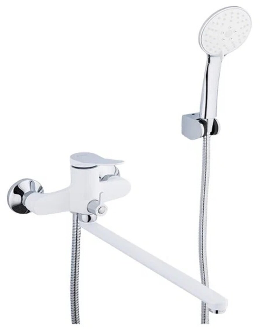 Смеситель Frap F2245 для ванны, переключатель на излив и душ, керамический картридж, белый/хром