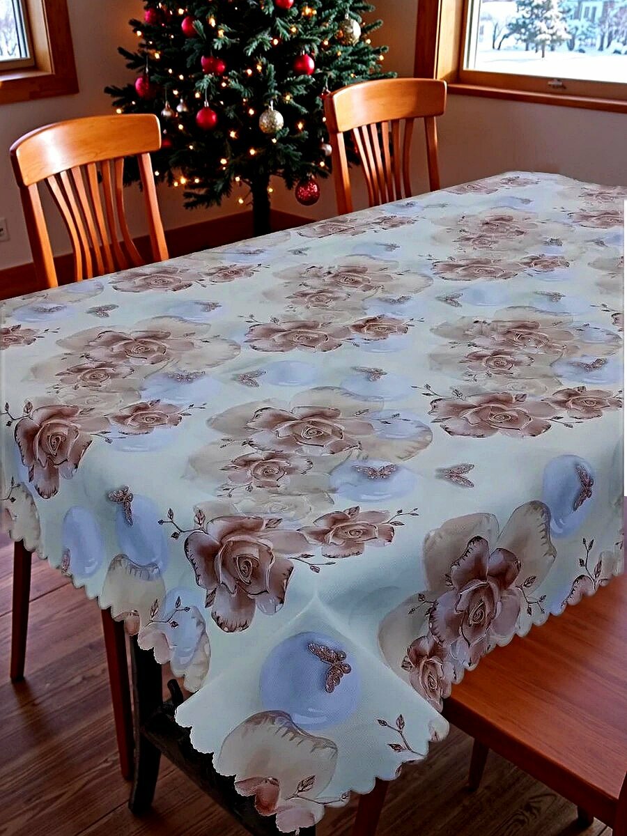 Скатерть на стол, Клеенка на стол на кухню, 105х135 водоотталкивающая новогодний подарок для дома и дачи