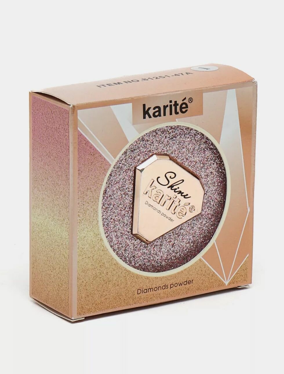 Сияющая пудра хайлайтер для лица с зеркалом и спонжиком 2 блока Karite №1 (светлый)