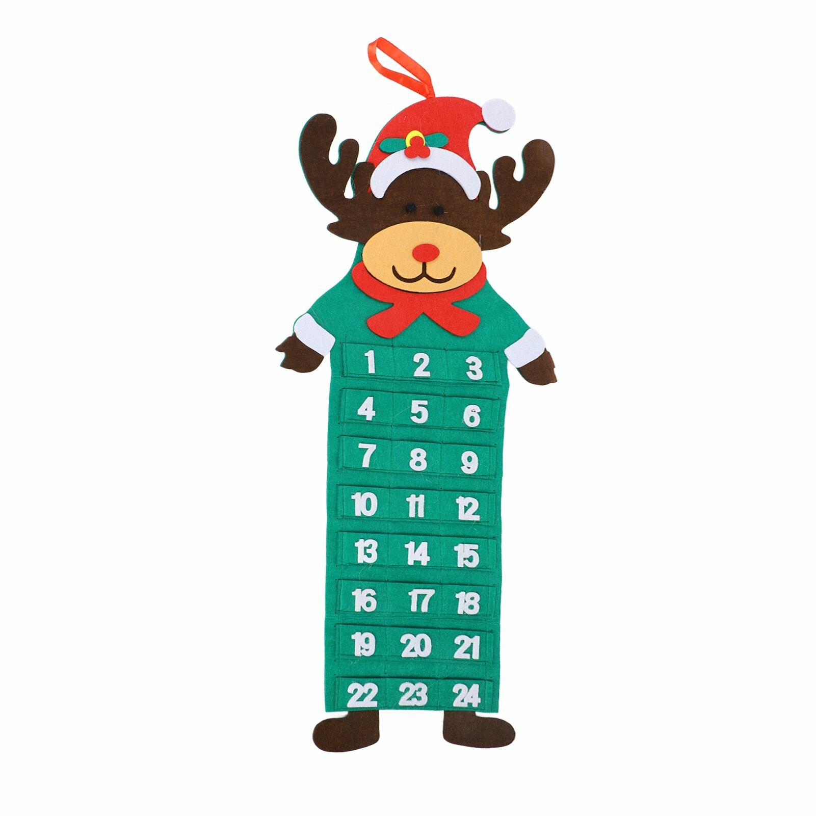 Фетровый рождественский адвент-календарь на 24 дня с карманами, моющийся настенный подвесной календарь с обратным отсчетом, украшение Лось