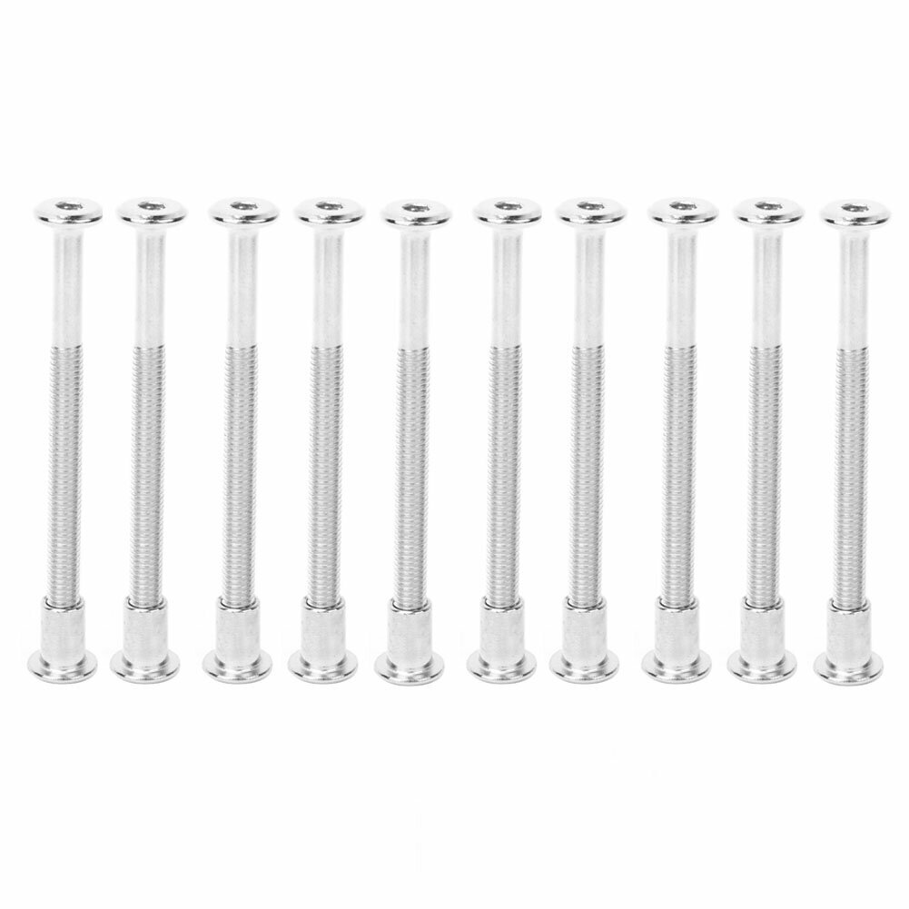 Комплект из 10 пар шестигранных гаек и винтов с внутренним шестигранником, никелированные гайки из углеродистой стали 12 мм, M6 x 80