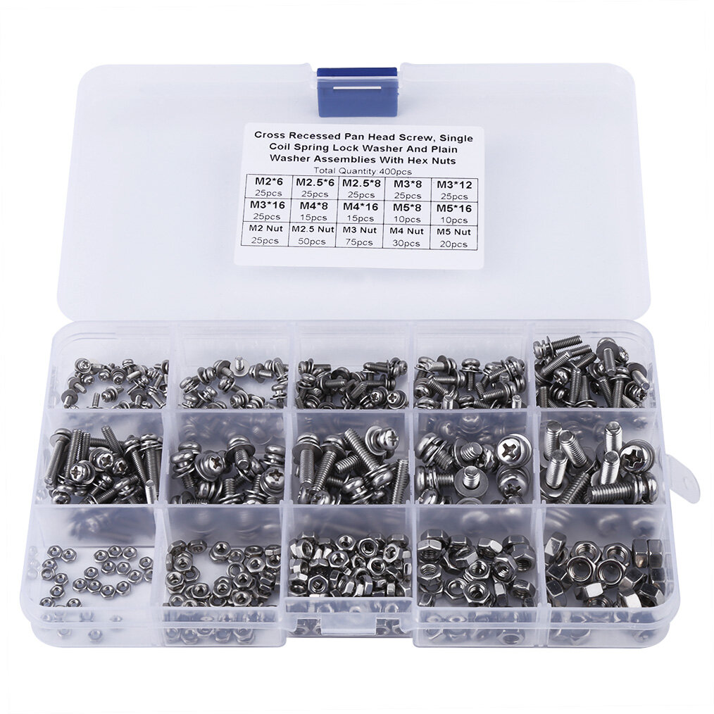 M2 Cross Screws, Screws Assortment Kit 400pcs Machinery Industry Furniture for Home Office Appliance