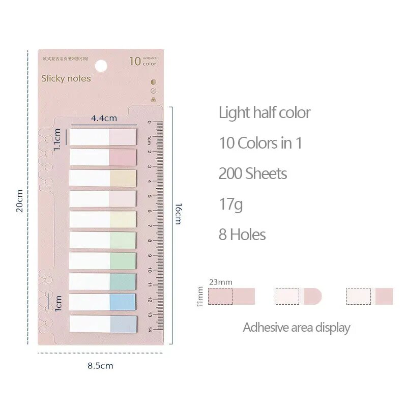 Клейкая бумага для заметок, Канцтовары набор 200 листов канцелярских принадлежностей размещенных для книг это блокнот для записей и закладок