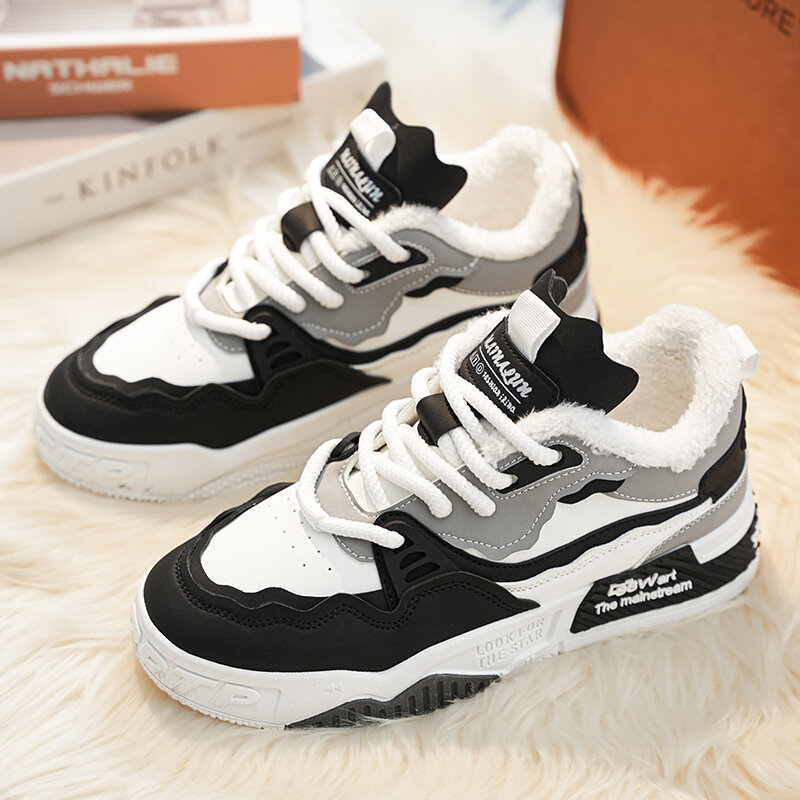 Мужские высокие хлопковые туфли больших размеров, мужские зимние повседневные кроссовки на флисовой подкладке, спортивная обувь, размеры 39-48, EU:40