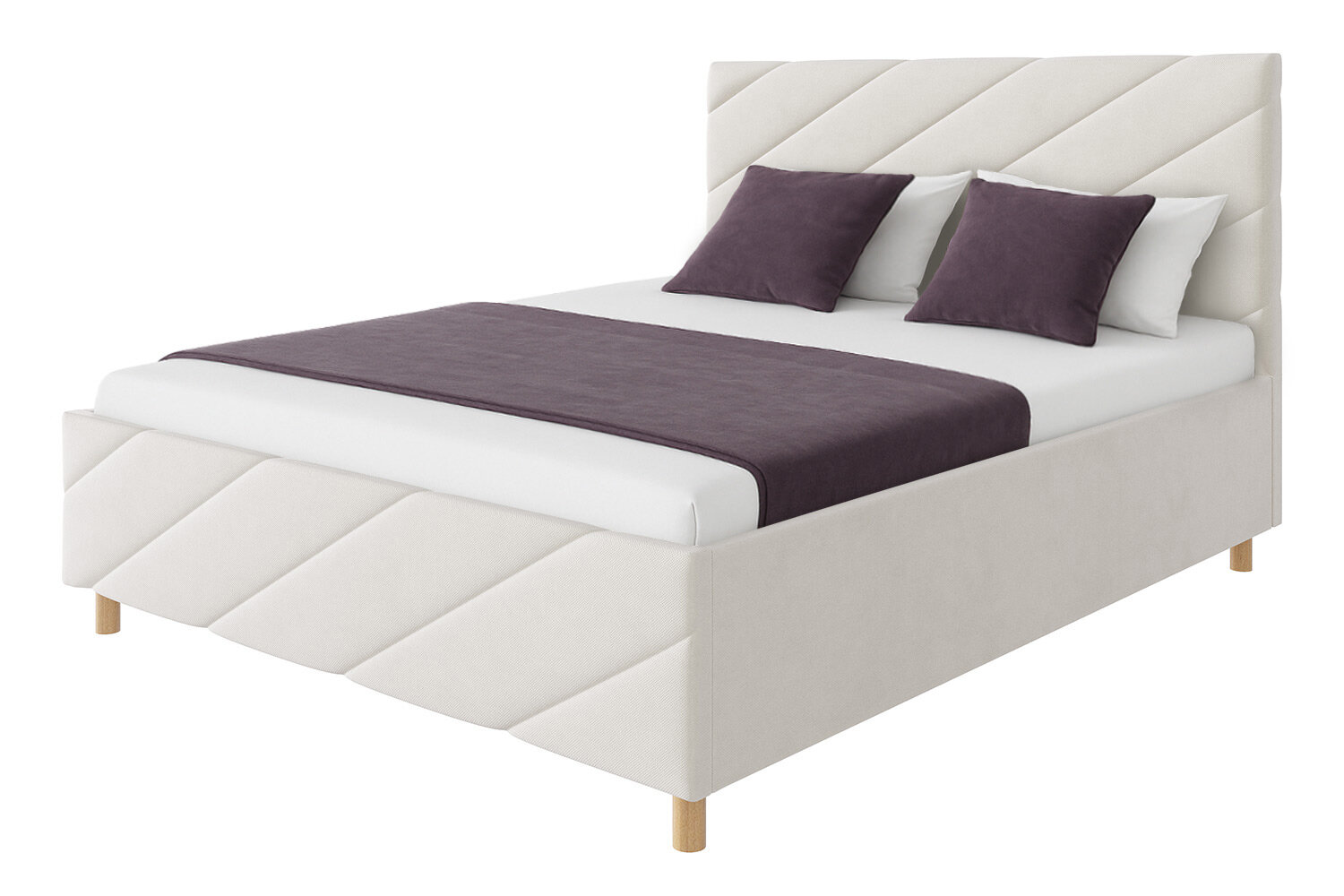 Каркас двуспальной кровати Ravena, 160х200 см, цвет молочный, без основания и подъемного механизма