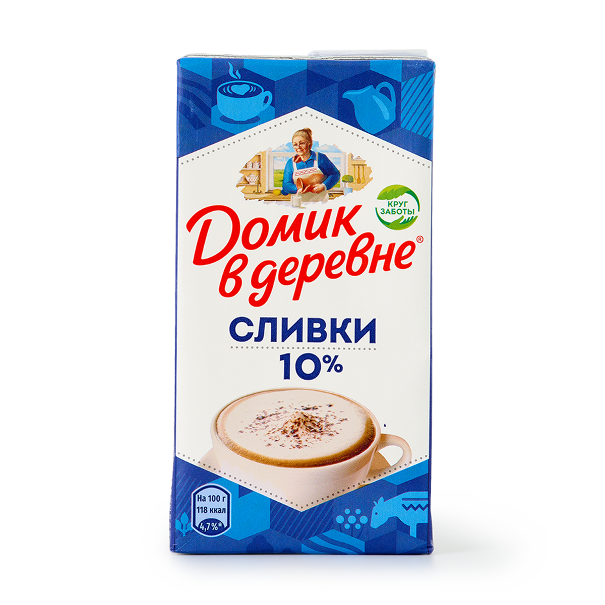 Сливки Домик в деревне, 10%, стерилизованные, без заменителя молочного жира