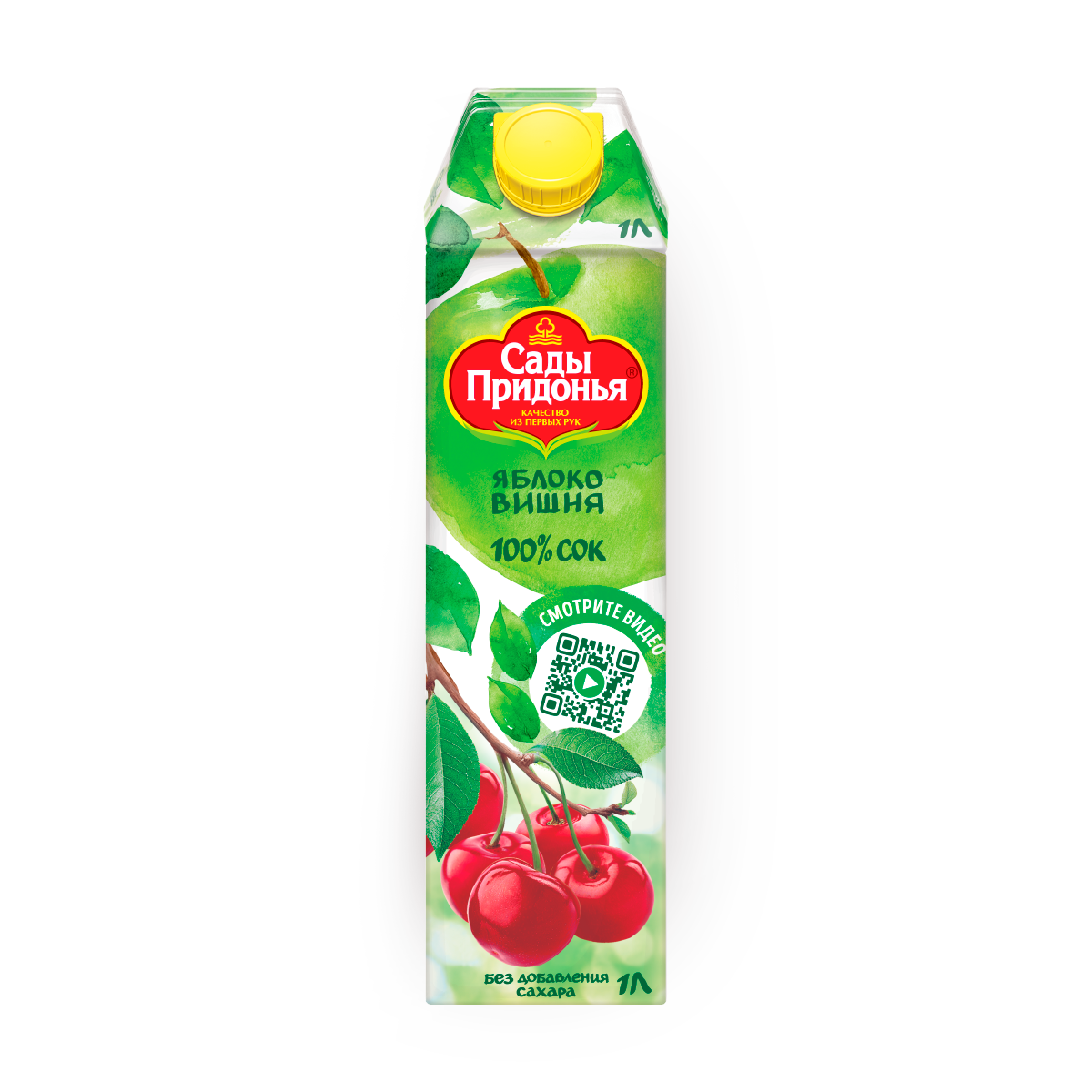 Сок Сады Придонья "Яблоко-Вишня", концентрированный, тетрапак, 1 л