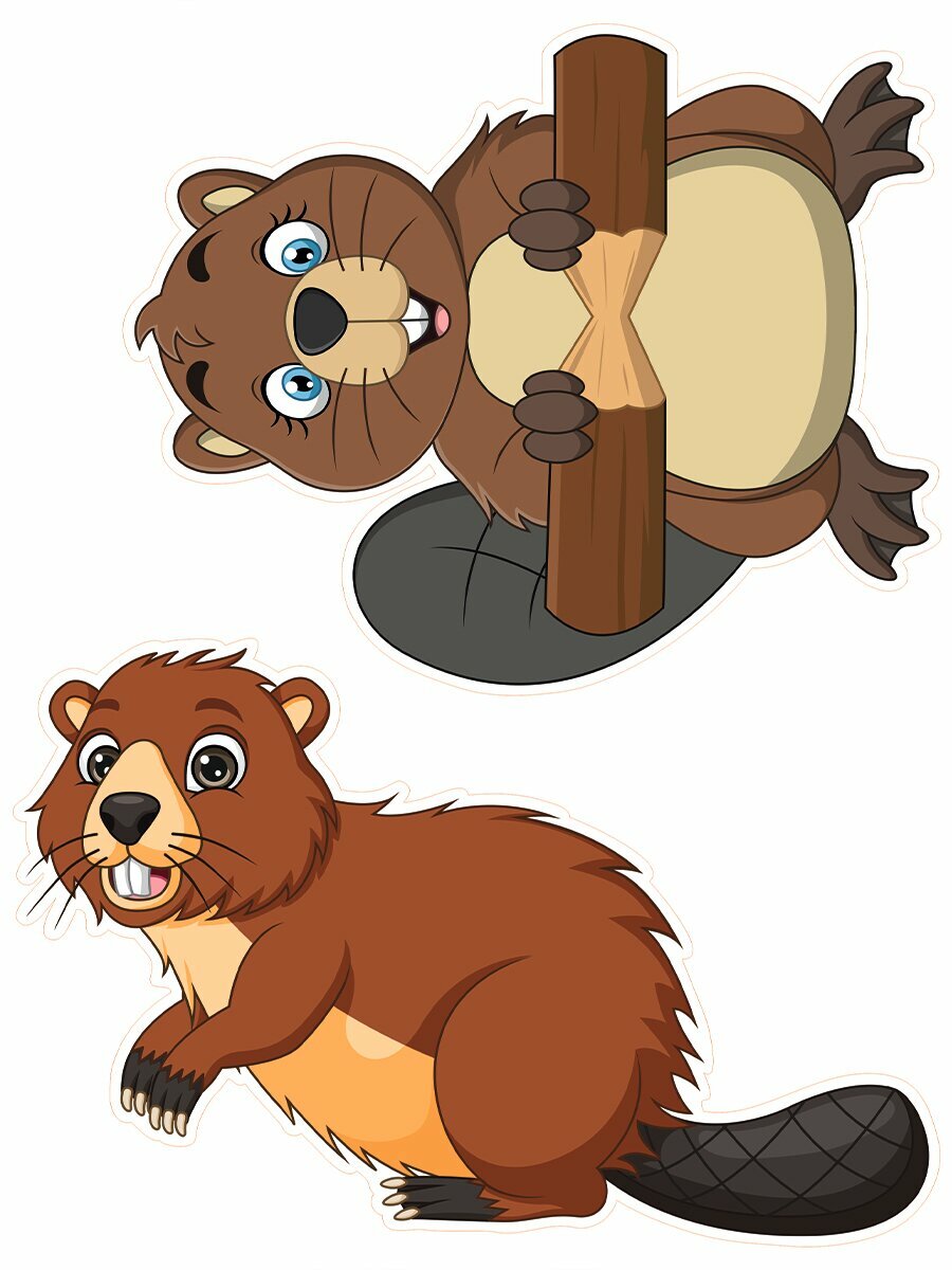 Наклейка интерьерная , Бобры