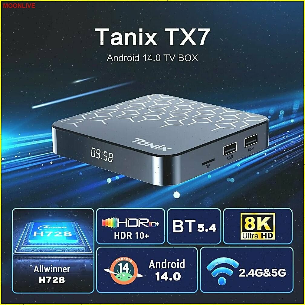 Медиаплеер TX7 Allwinner H728, 4GB/32GB, HDMI, Android 14.0. Караоке система