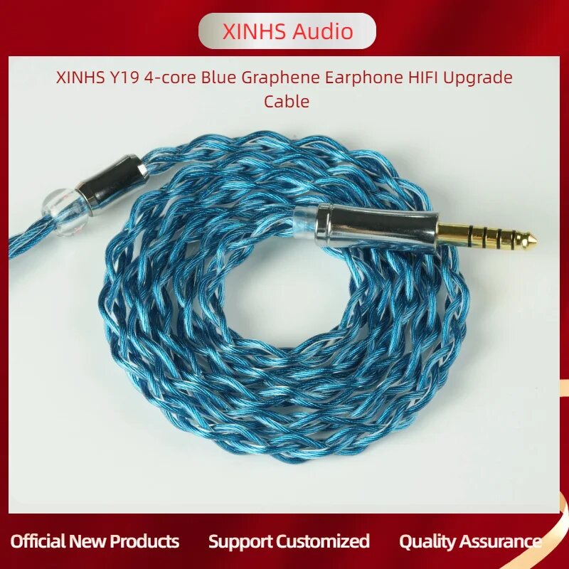 XINHS Y19 4-жильный графеновый аудиокабель для наушников синего цвета 3.5mm-Normal 2PIN