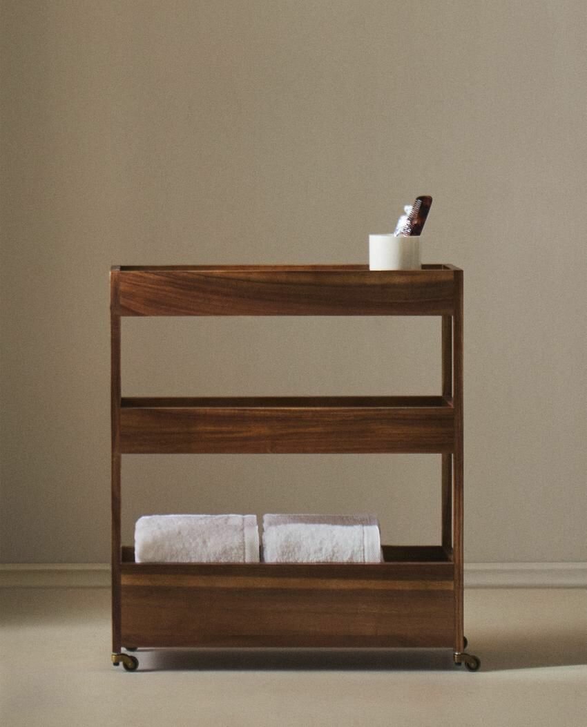 Стеллаж ZARA HOME 2566/077/700 - с 3 полками, на колесах, 62 x 54 x 18 см, цвет коричневый