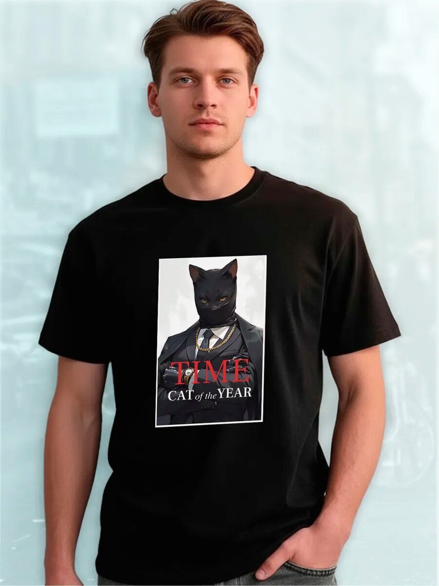 Футболка PRINTSHOT, 1 шт., размер 2XL, черный — фото 1