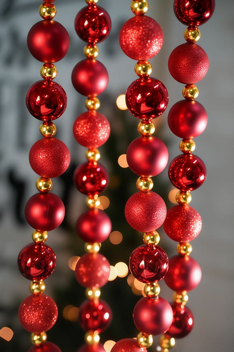 Бусы на ёлку новогоднее ожерелье, пластик, красный, 2-4 см, 208 см, Winter Deco 3081136