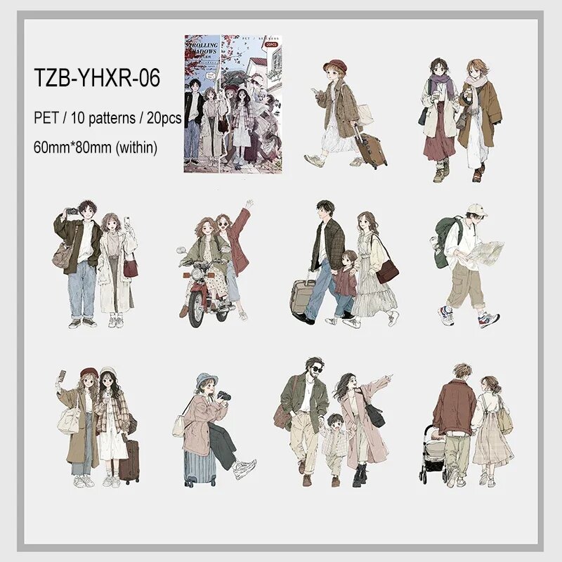 Наклейки для скрапбукинга Jianwu, TZB-YHXR-06, 20 шт.