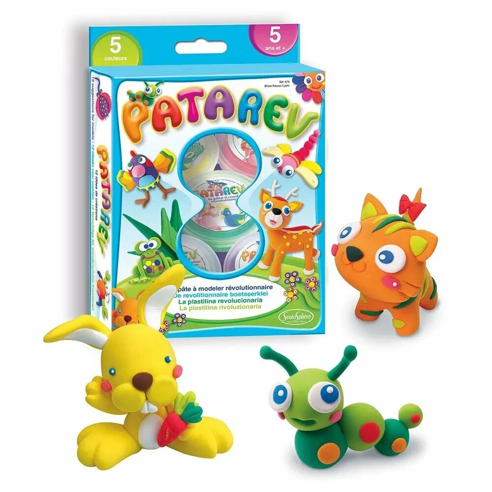 Набор пластилина Sentosphere, многоразовый, 5 цветов, инструкция по лепке (уценка)