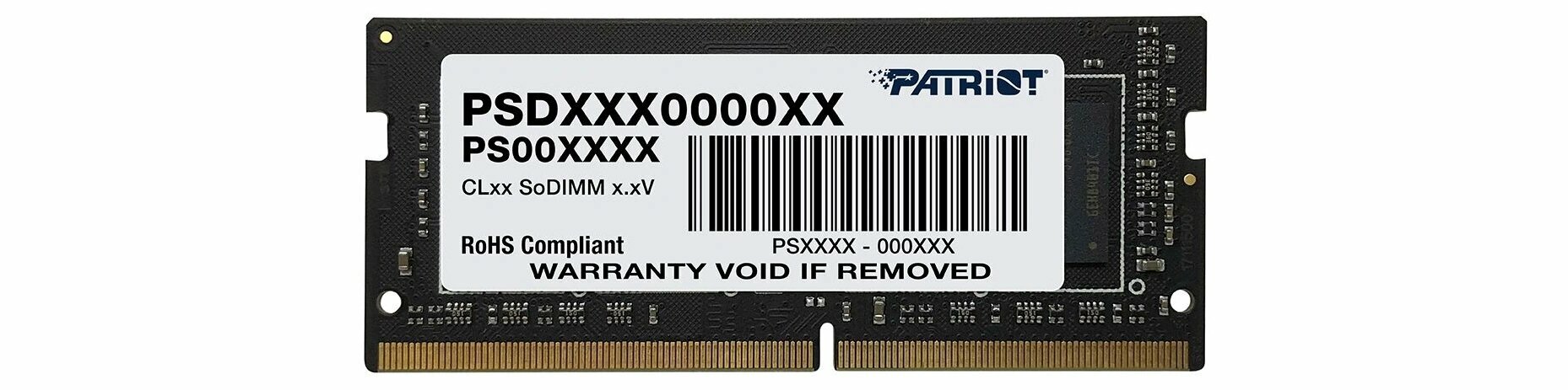 Оперативная память Patriot Signature Line DDR4 - 16GB, 3200 МГц, SO-DIMM, CL22, RTL (psd416g32002s)