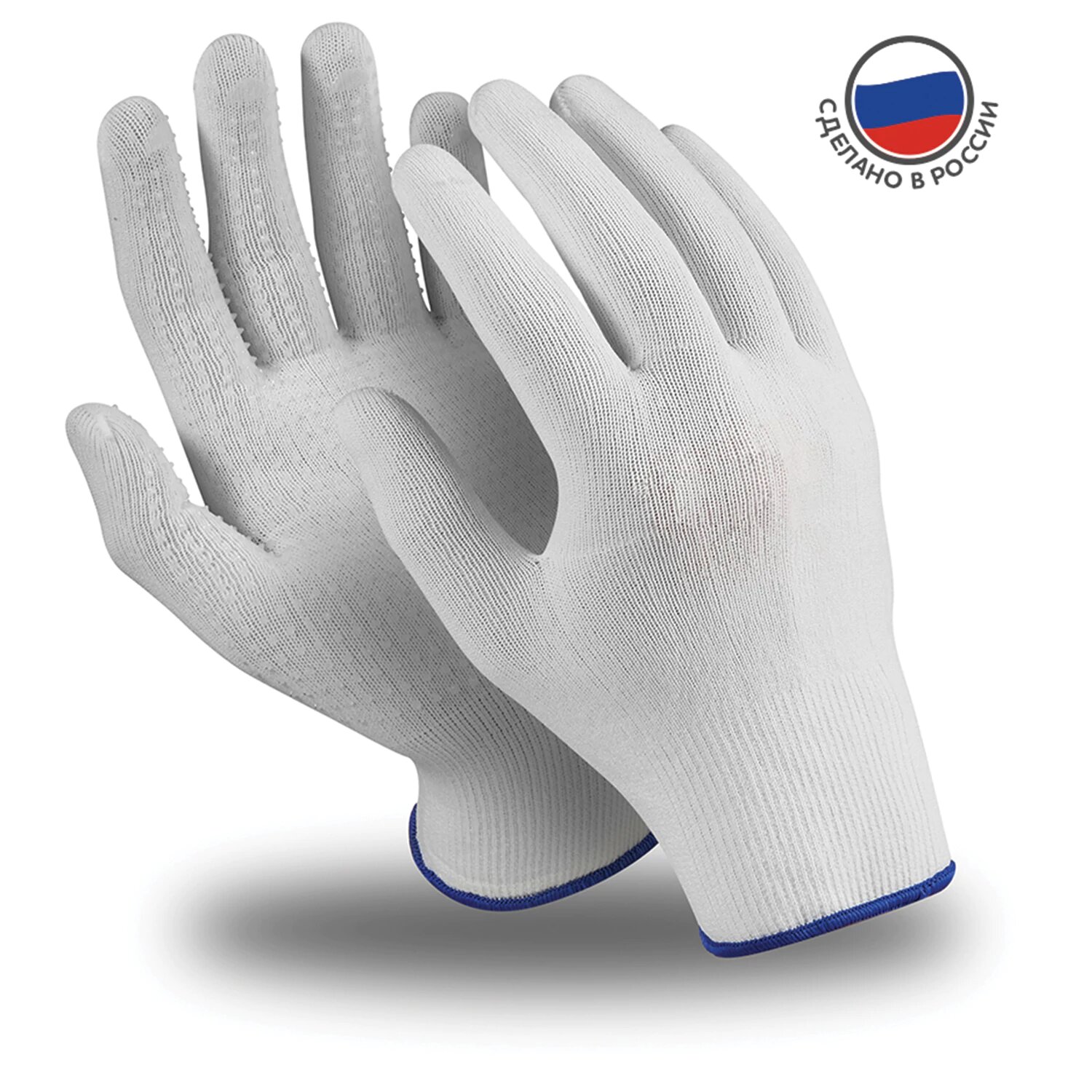 Перчатки нейлоновые MANIPULA Микрон, ПВХ-покрытие, комплект 10 пар, р-р 8 (M), белые, TNG-27/MG-111