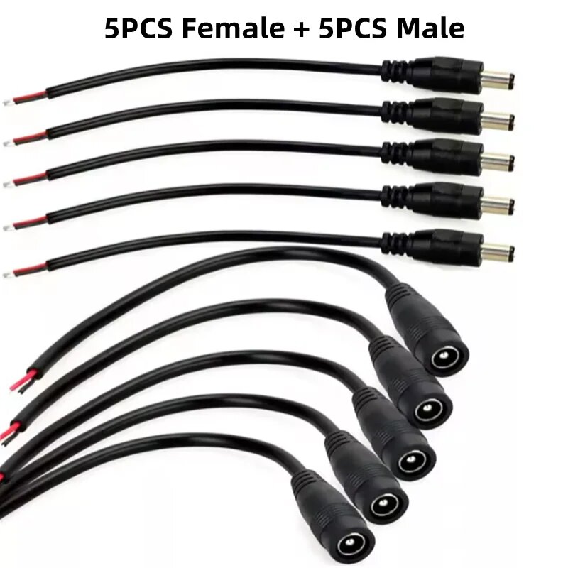 Разъемы постоянного тока HEGUOGUO DC Connector 12В 5,5x2,1 мм Black Female Male