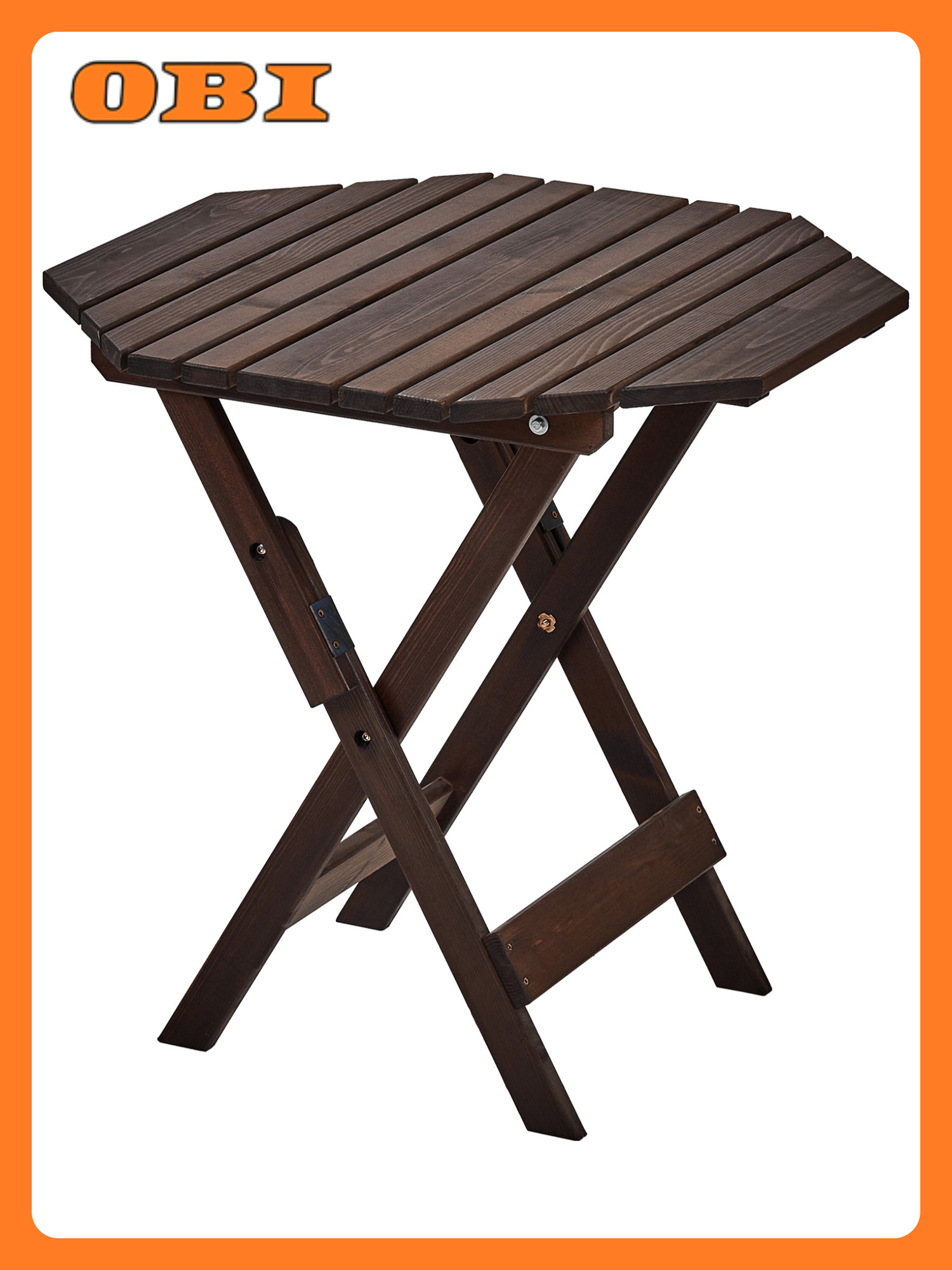 Стол складной "Сансет", многоугольный, дерево, 70 см x 70 см, коричневый