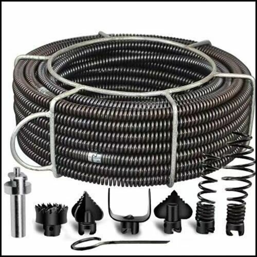 Эксклюзивный сантехнический трос 16мм 20м, полный комплект спиралей для прочистки канализационных систем