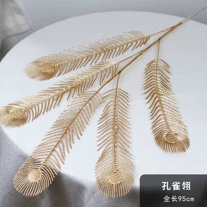 Свадебный зал Золотой искусственный цветок Пион Кленовый лист Роза Мак Новогоднее ведро благословения с цветком Листья