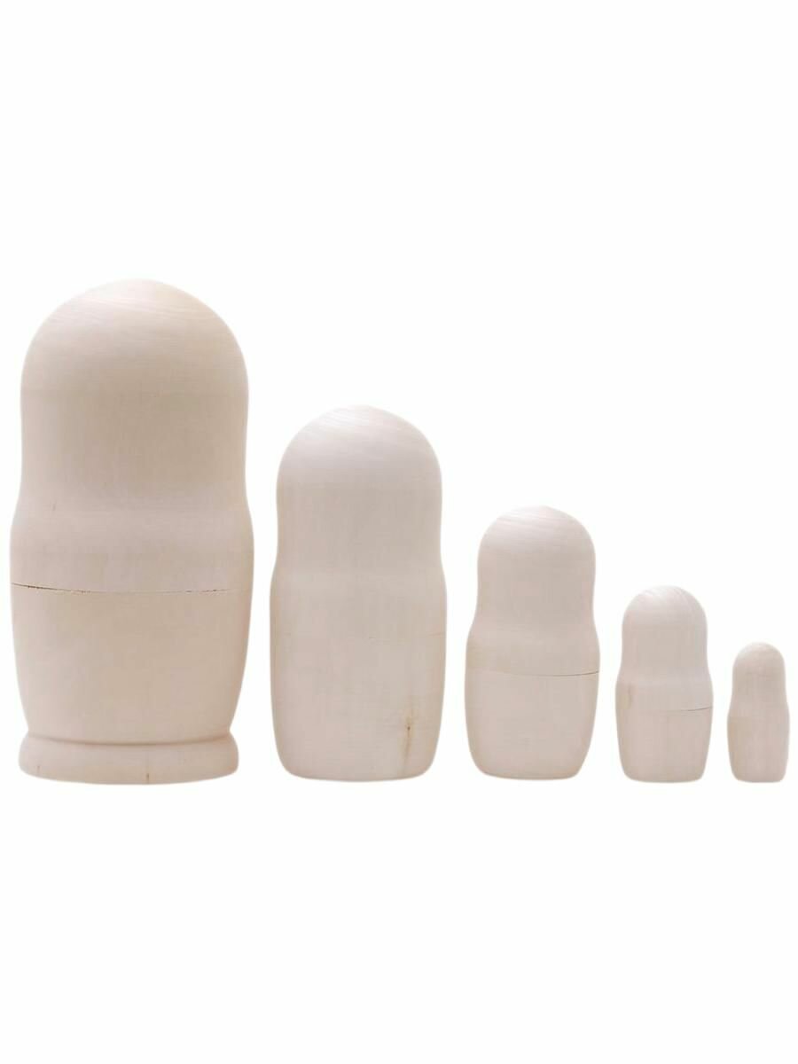 Матрешка Заготовка фигурная нераскрашенная 5 мест, высота 18см