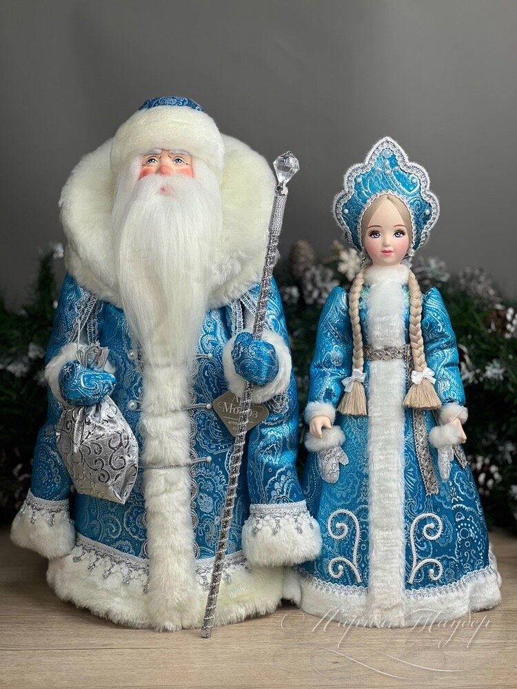 АртМороз Дед мороз и Снегурочка 50 см, новогодняя игрушка под ёлку, авторская кукла ручной работы