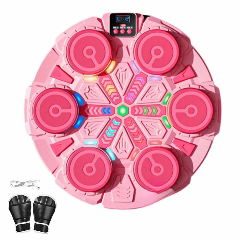 Тренажер для бокса детский Боксерский тренажер мишень с музыкой и подсветкой черный