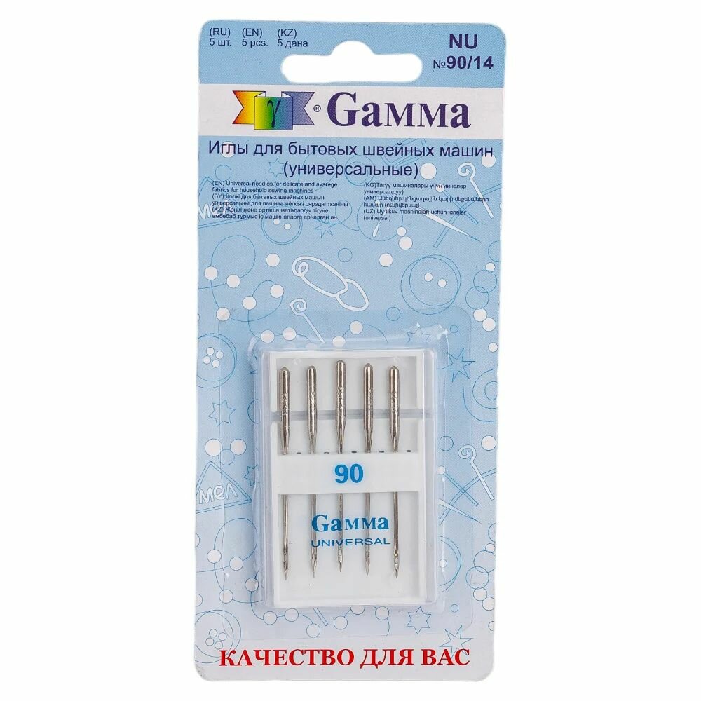 Иглы для бытовых швейных машин универсальные Gamma NU №90/14 93309