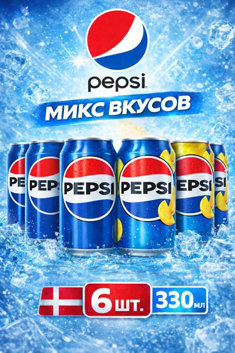 Газированный напиток Pepsi Mix (Пепси Микс Классика и Твист) 6 шт * 330 мл, Дания