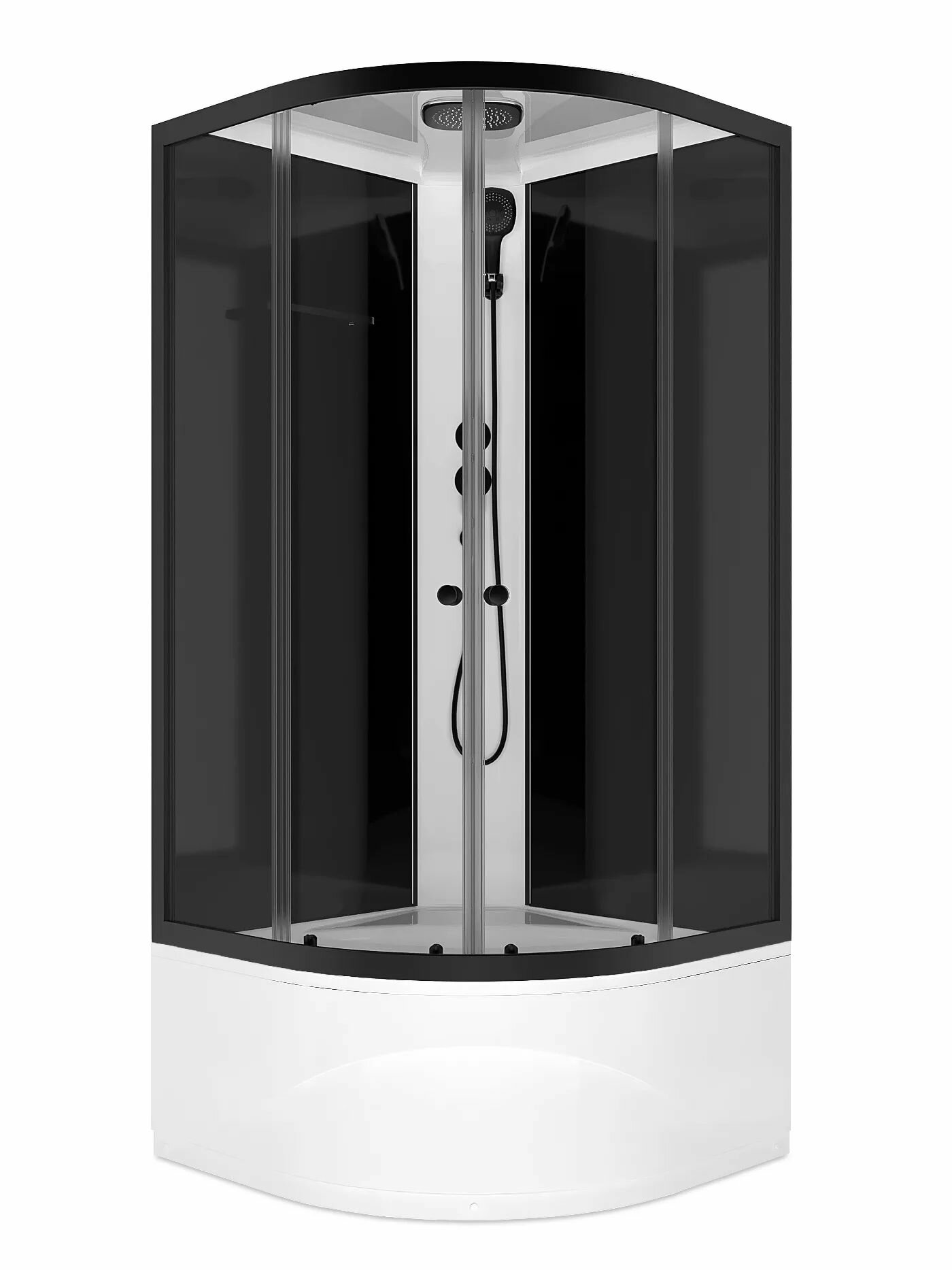 Душевая кабина Delight Slim 90х90, высокий поддон, черные стенки, черный профиль, стекло прозрачное, размер 90х90х218см с функцией тропический душ