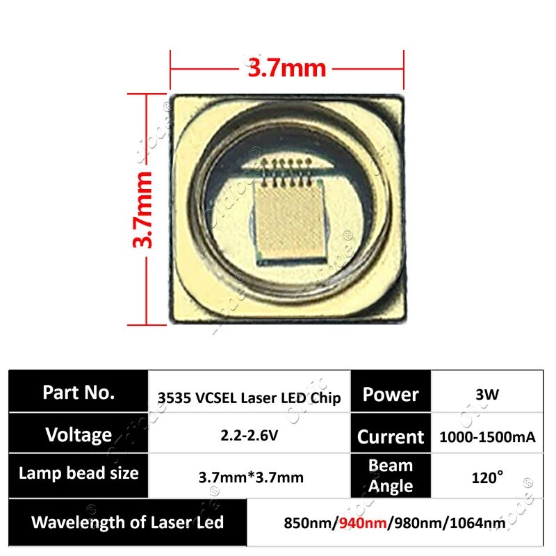 ИК-лазер 3W 3535 VCSEL LED 940nm 120°