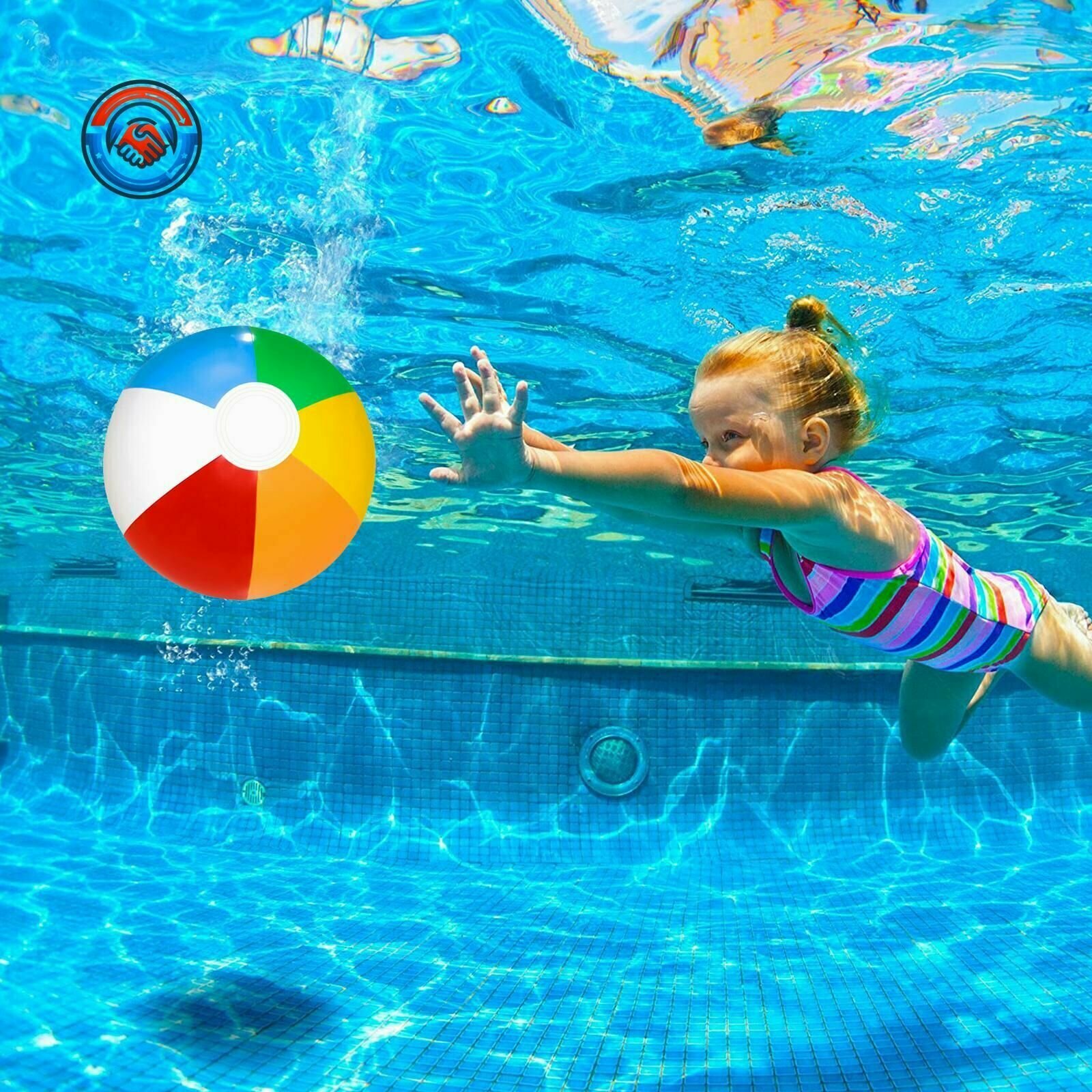Надувной мяч для бассейна, яркий пляжный аксессуар для игр в воде и отдыха у бассейна, летняя забава для детей и взрослых